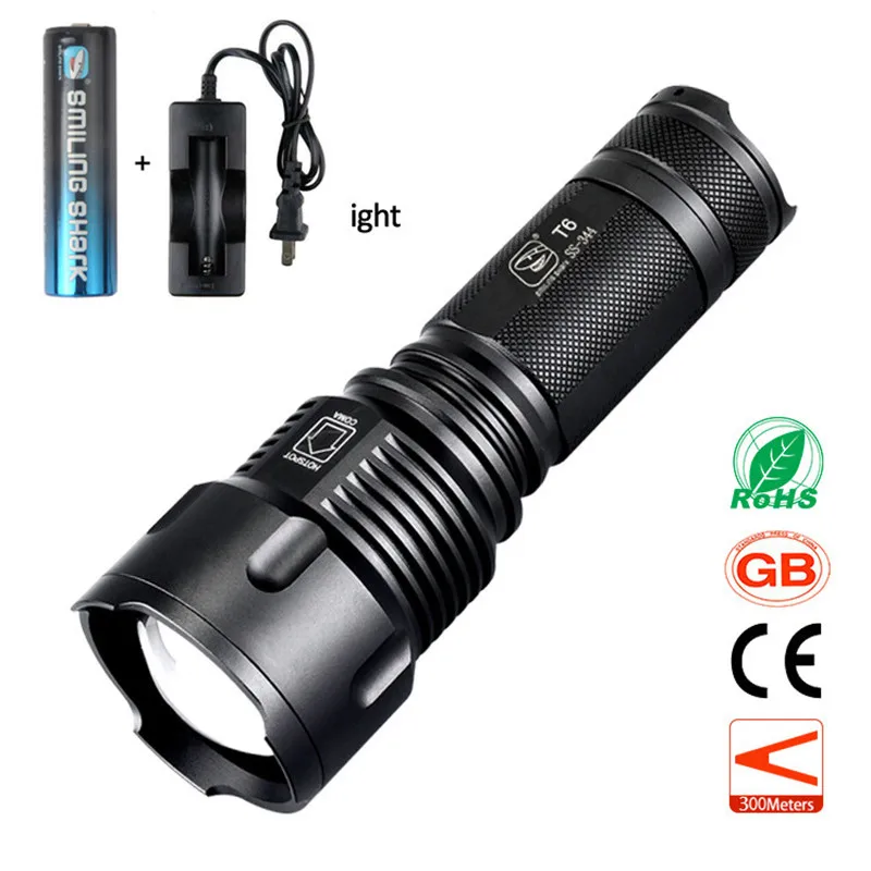High Quality 1000 Lumen CREE T6 LED Tactical Torch Zoomable Flashlight ...