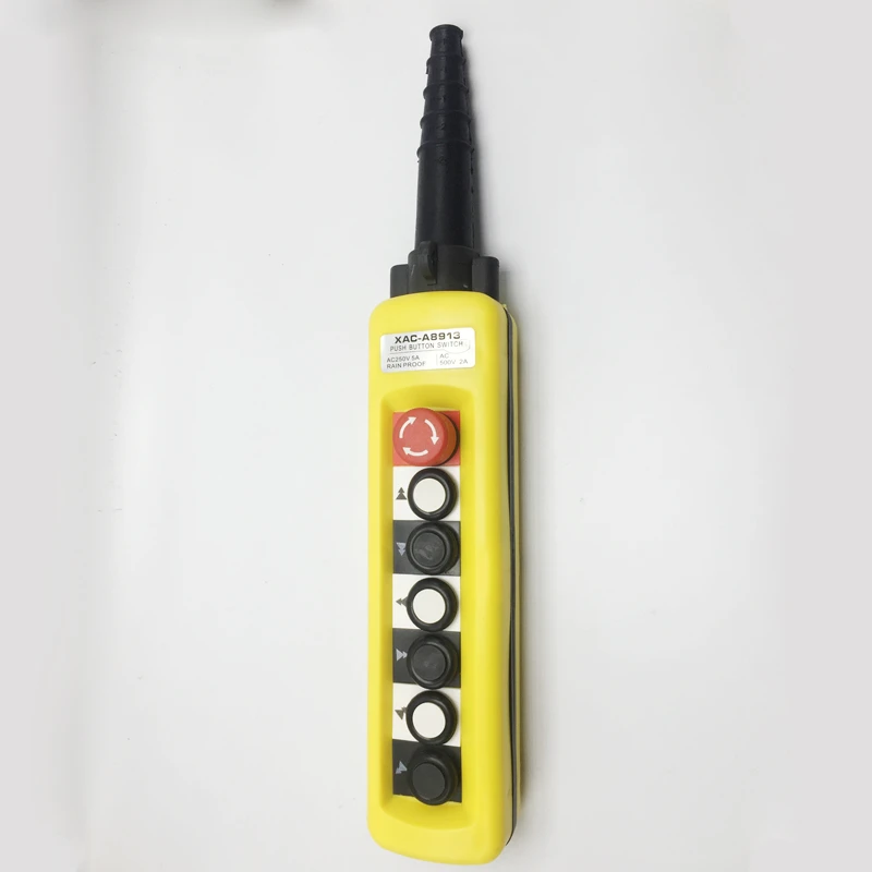 XAC A8913 5A 6 Pushbuttons Double Speed Hoist Crane Pendant Control Stations With Emergency Stop ...