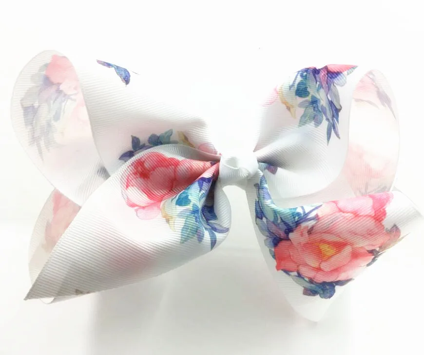 20pcs Free shipping Peoney Flower Ribbon Hair bow 4 inch for girls ...