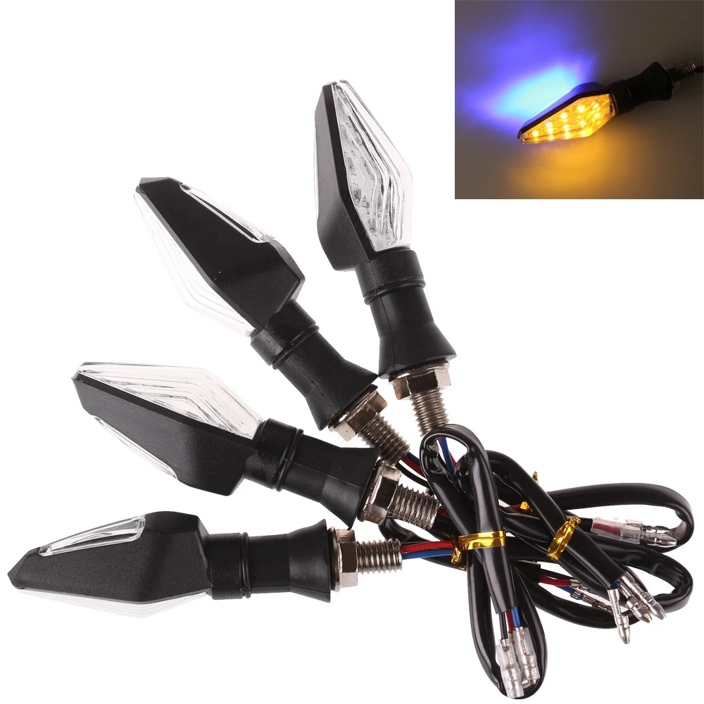 4pcs / Lot 12v Universal Motorcycle Turn Signal Light Amber And Blue ...