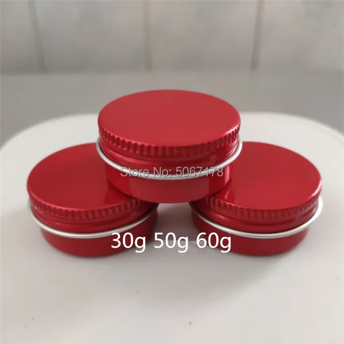 10/30/50pcs 30g 50g 60g Aluminum Jars Red Metal Tin Empty Cosmetic ...