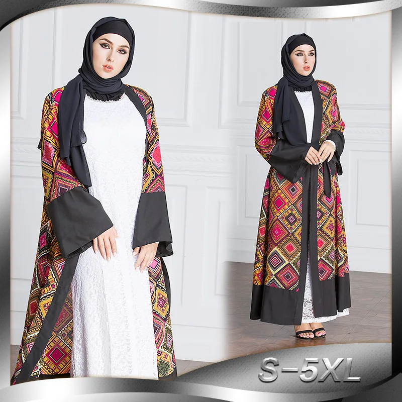 Fashion Women Muslim Dress Hit Color Plus Size 5XL Musulmane Turkish ...