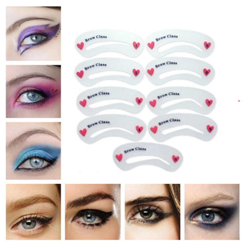 9pcs Eye brow Stencil Styles Brow Painted Eyebrow Pencil Stencils Model ... 9pcs Eye brow Stencil Styles Brow Painted Eyebrow Pencil Stencils Model ...