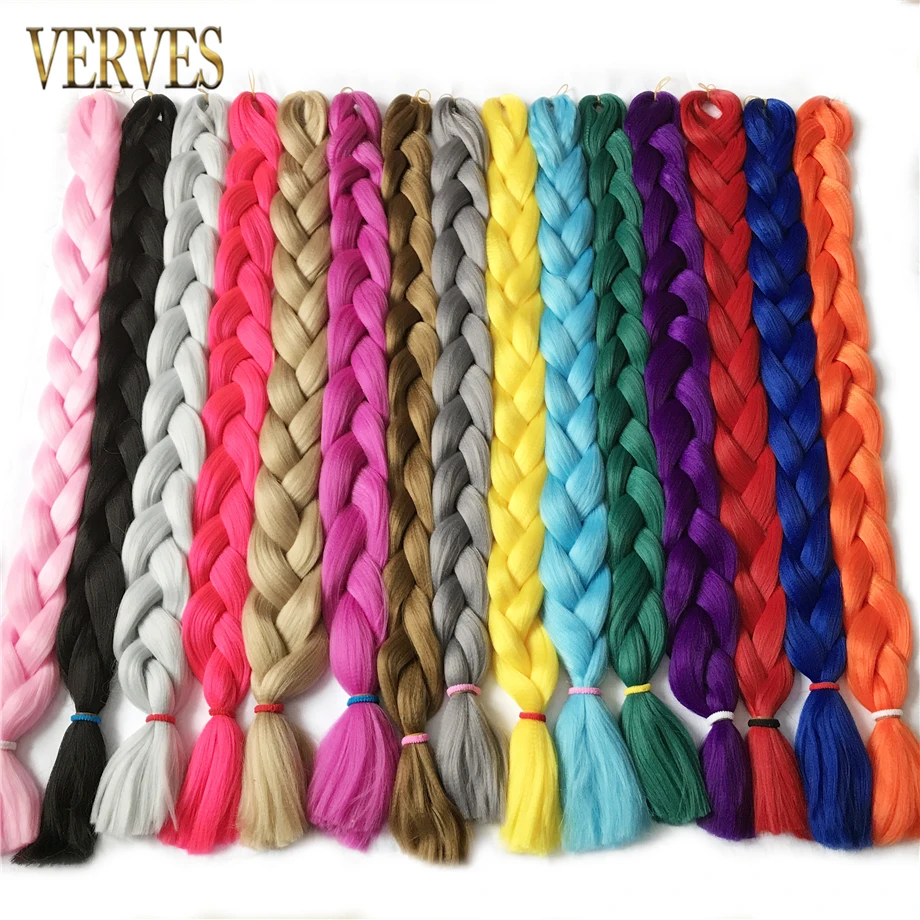 VERVES Braiding Hair 100 cm Synthetic Heat Fiber Braid 165g/Piece Women ...
