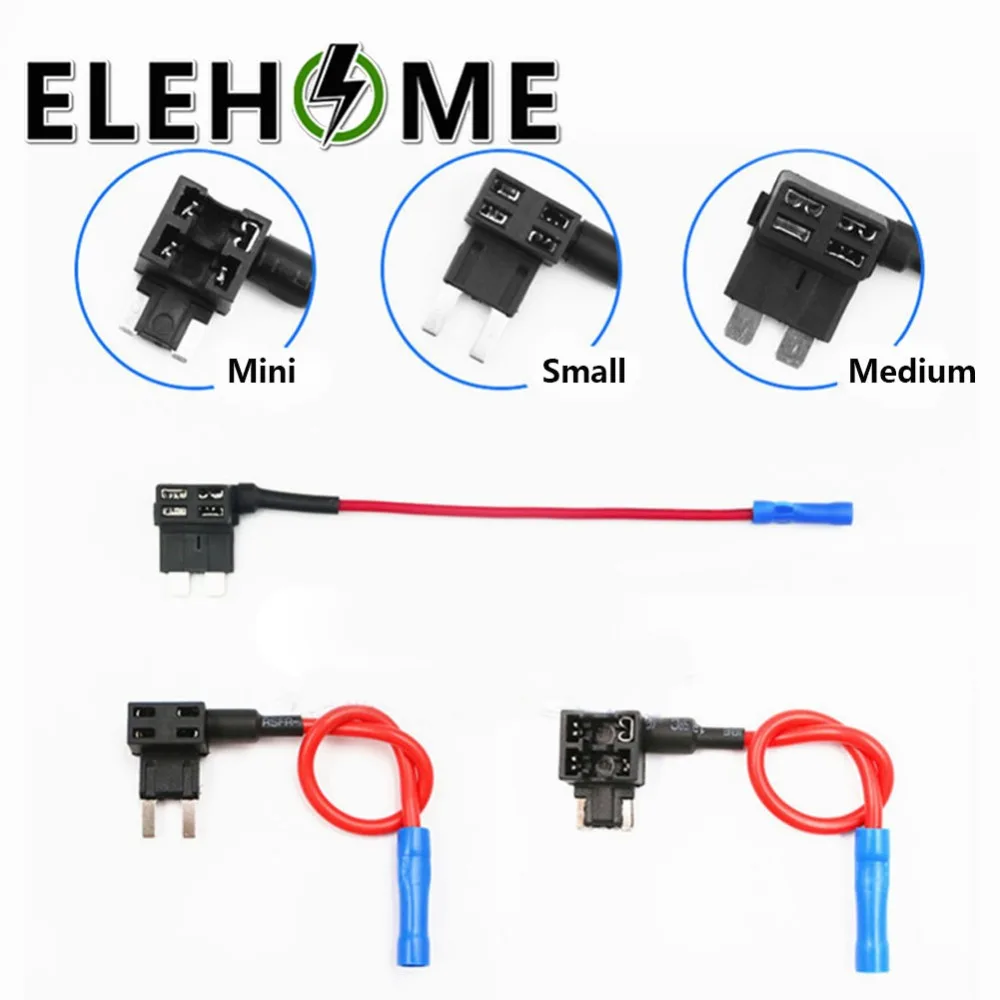 12V Mini Small Medium Car Fuse Holder with 10A Blade Car Fuse Adapter ...
