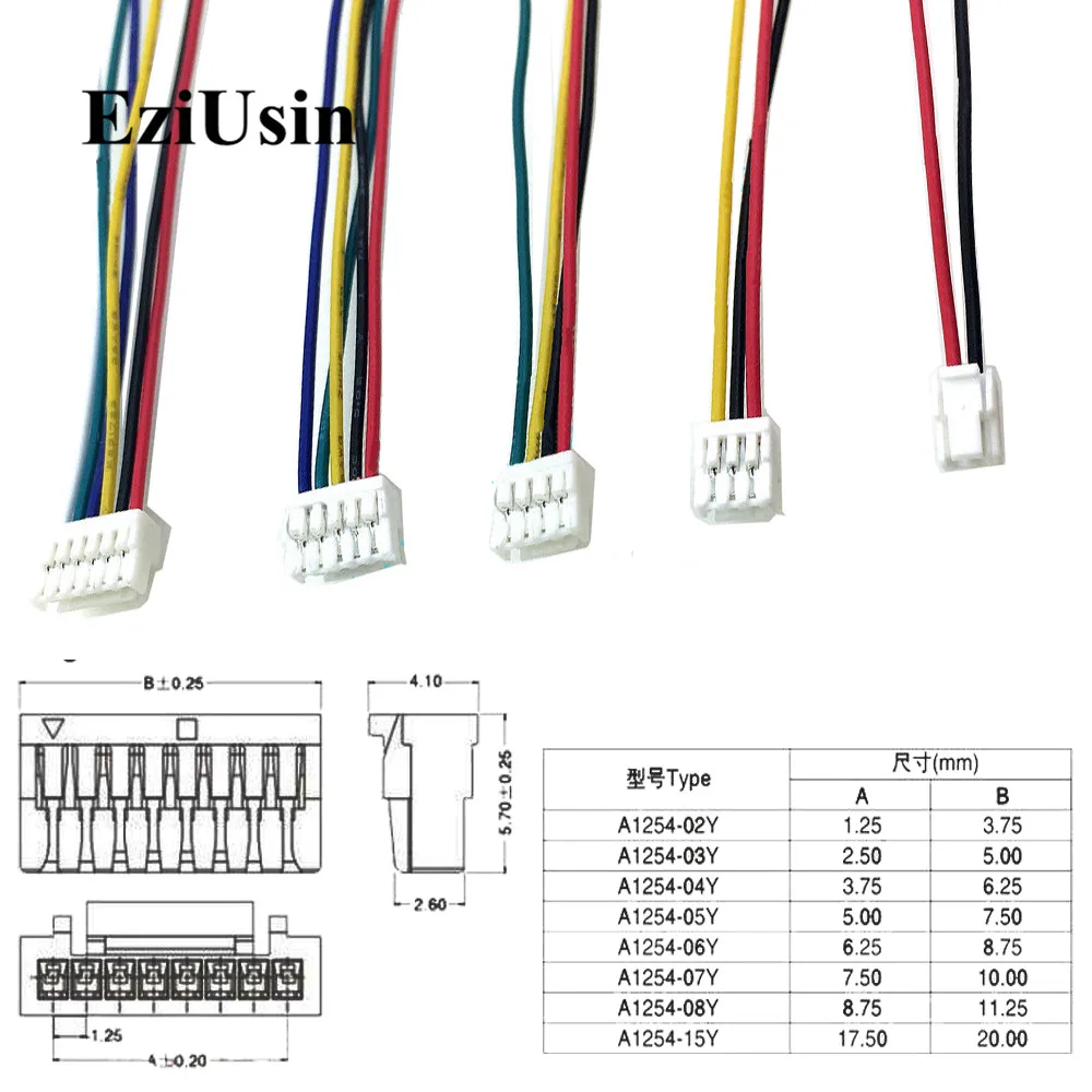 GH1.25mm Female Connector Terminal Cable 15cm 1.25 Connector 2p 3p 4p 5p 6p Single Head GH 1.25 ...