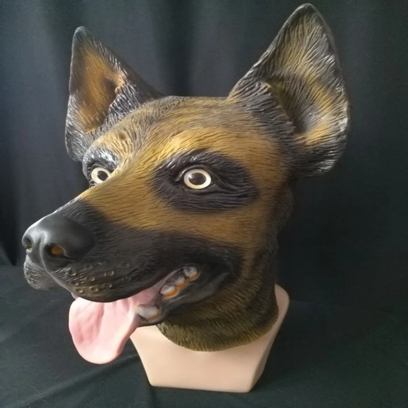 Halloween-Horrifying-Wolf-Dog-Latex-Mask-Full-Head-Yellow-Dogs-Rubber ...