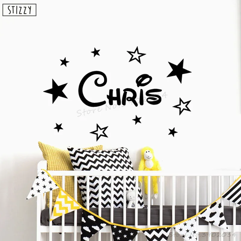 STIZZY Wall Decal Creative Star Personalised Boys Girls Name Vinyl Wall ...