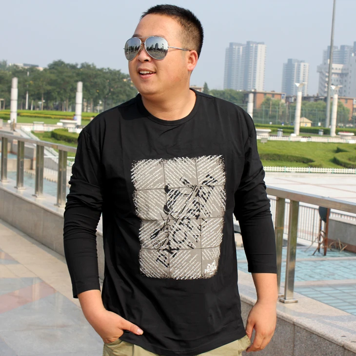 Fat guys t shirt long sleeve men's plus size clothing plus size elastic ...