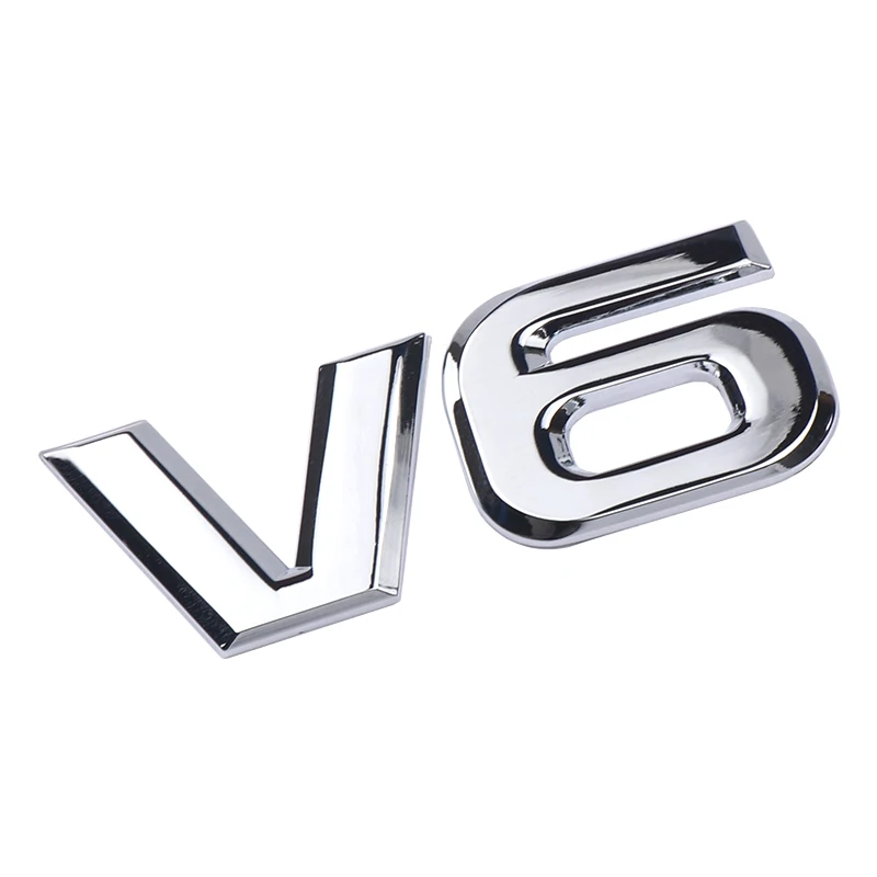 Car Chrome Metal V6 Emblem Badge 3D Decal Metal Auto Motor Sticker Car ...