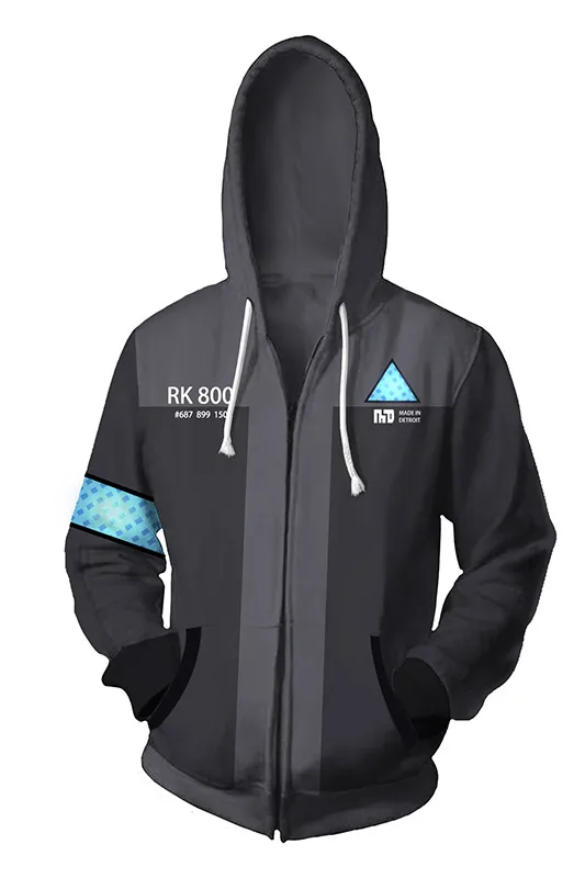 Game Detroit Become Human Connor RK800 Zipper Jacket Cosplay Costume ...