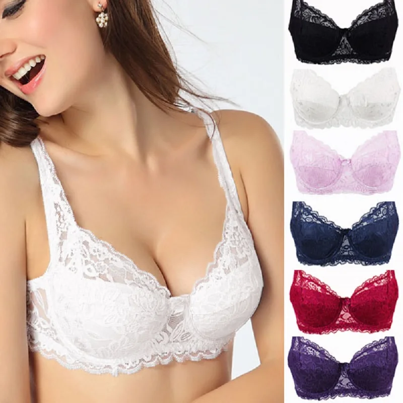 Hot Sexy Underwired Full Coverage Minimizer Non Padded Lace Sheer Bra