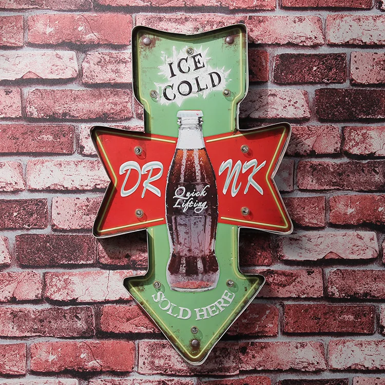 Ice Cold Beer Bar Advertising Signboard Drink Beer Led Metal Signs ...