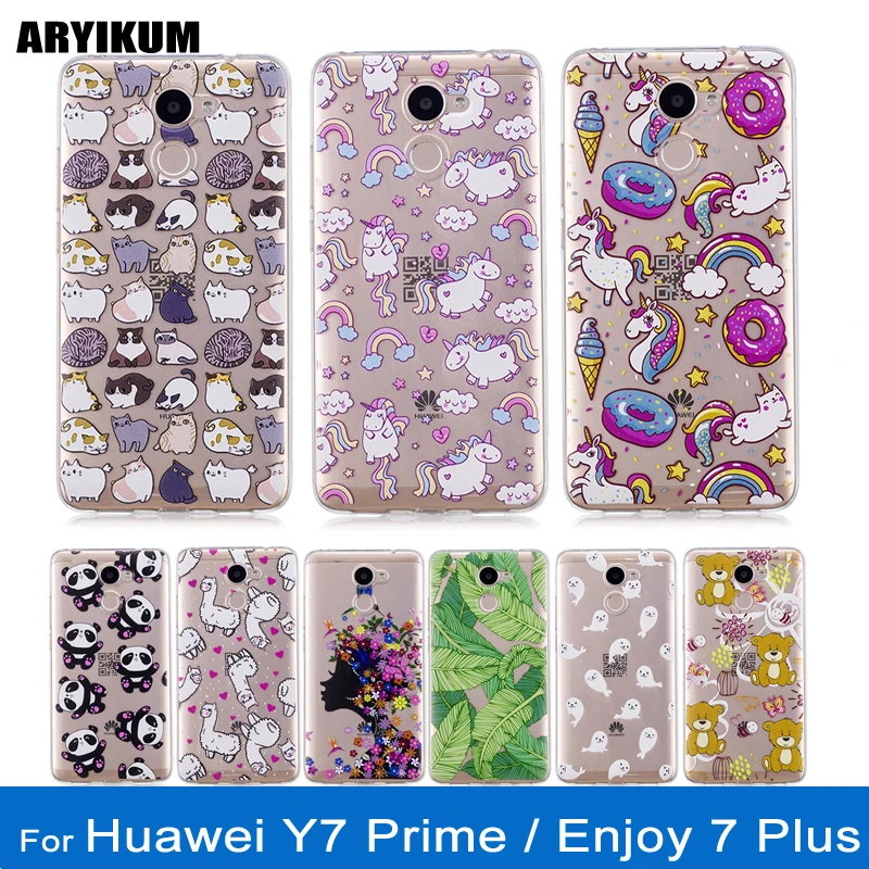 Phone Cases For Huawei Y7 Prime Case Silicone Printing Ultra thin Clear ...