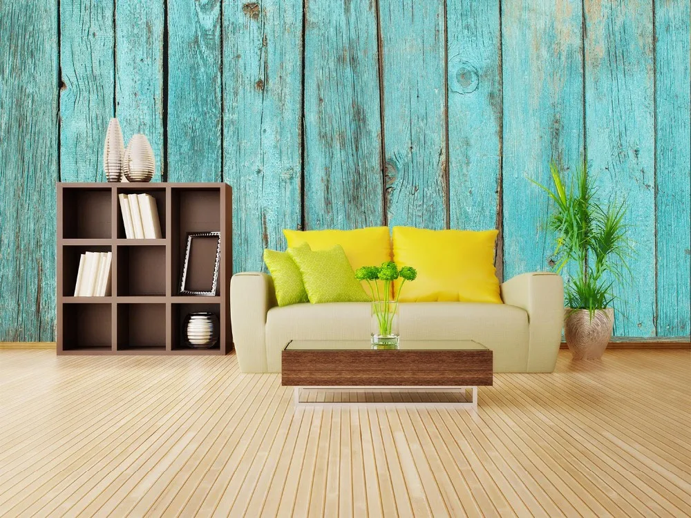 [Self Adhesive] 3D Mottled Blue Wood Board 34 Wall Paper mural Wall ...