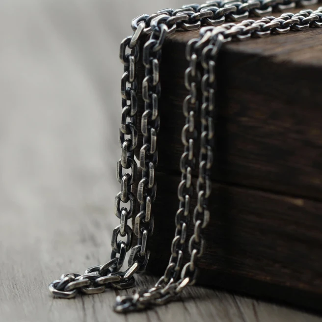 Solid-925-Sterling-Silver-Thai-Men-Women-Cuboid-LINK-Men-s-oxidized ...