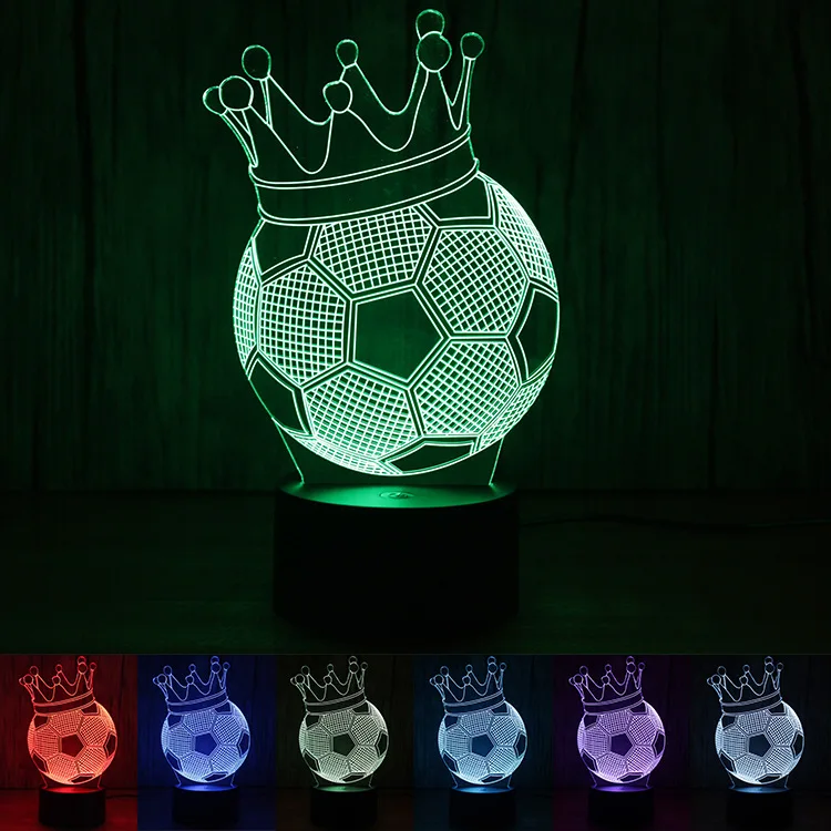 2017 new night light crown football 3d colorful lights home bedroom led ...
