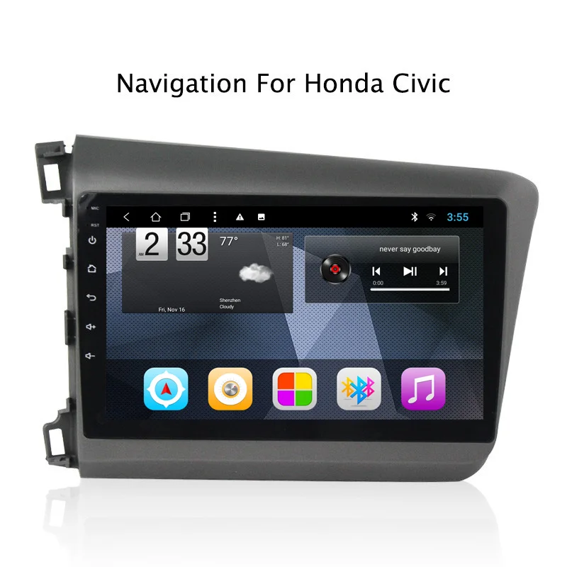 NaviTopia Octa Core Android 8.1 Car GPS Navigation For Honda Civic 2012 ...