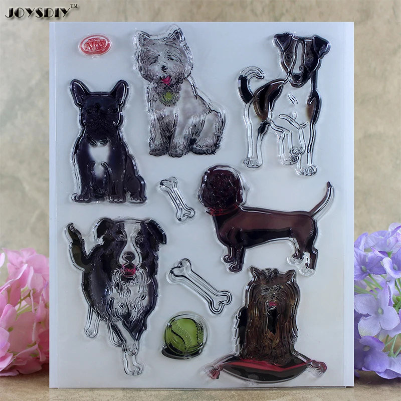 Many Puppy Pet dog doggy bone Scrapbook DIY photo cards account rubber ...