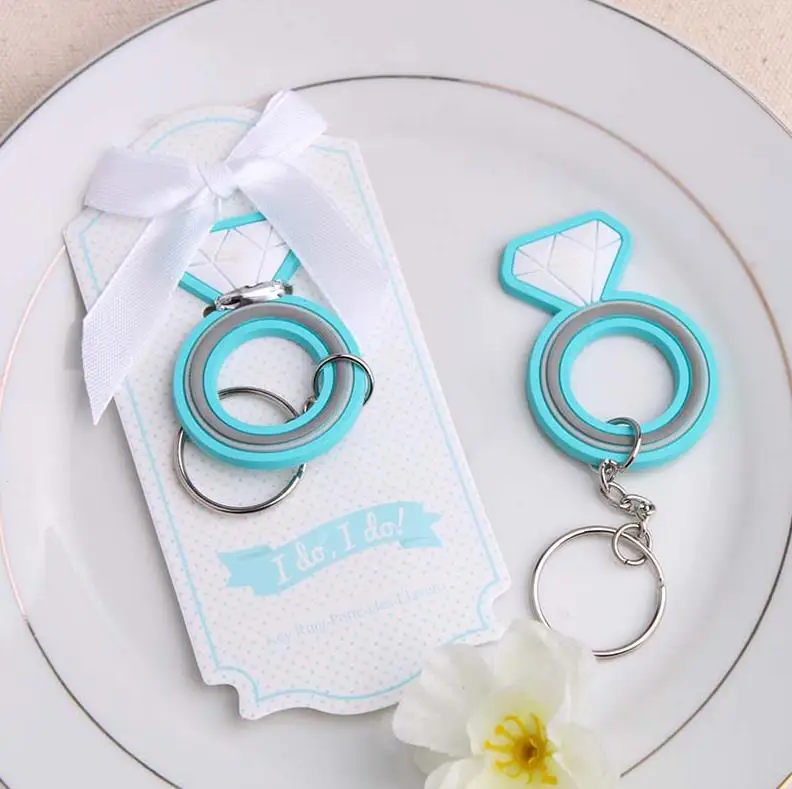 Wedding gift diamond Ring Rubber Keychain Wedding Favors Key Ring ...