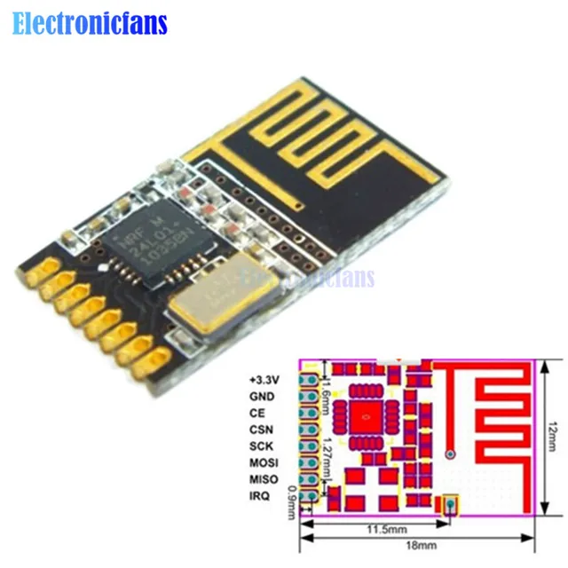10PCS New Mini NRF24L01+ SMD 1.27MM RF wireless transceiver module-in ...