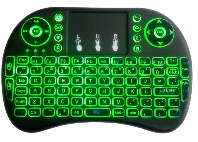 Mini Wireless Keyboard 3 colour backlit 2.4GHz English Russian Remote ...
