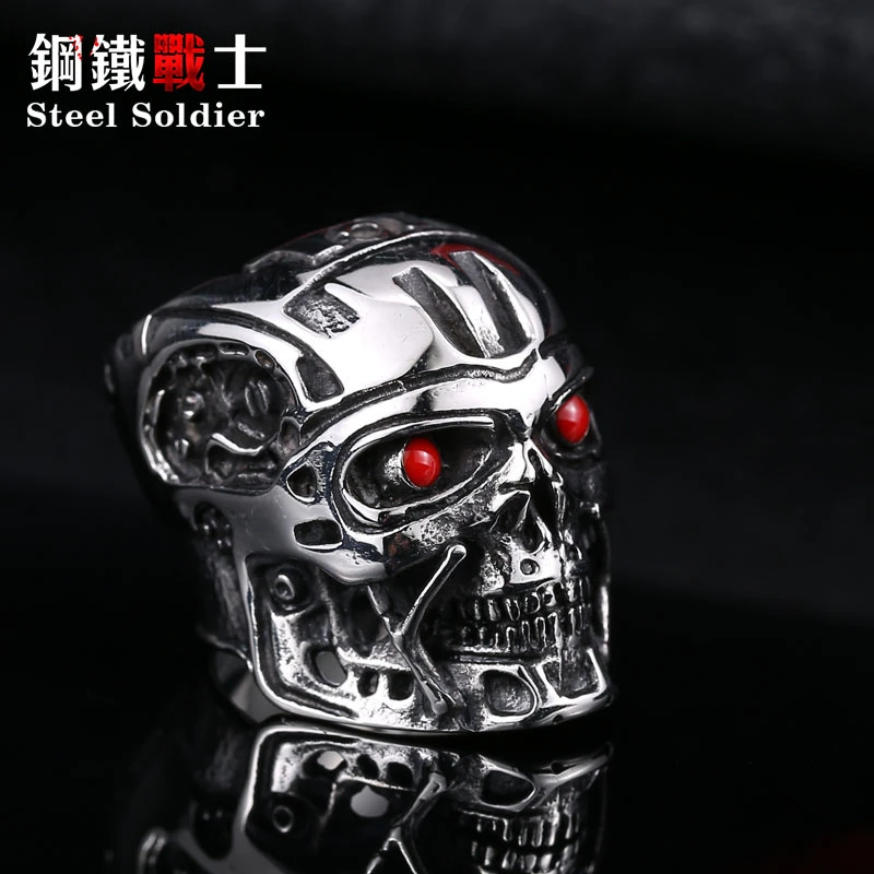 Steel Soldier Movie Ring Terminator Men Jason Punk Ring Exaggerated ...