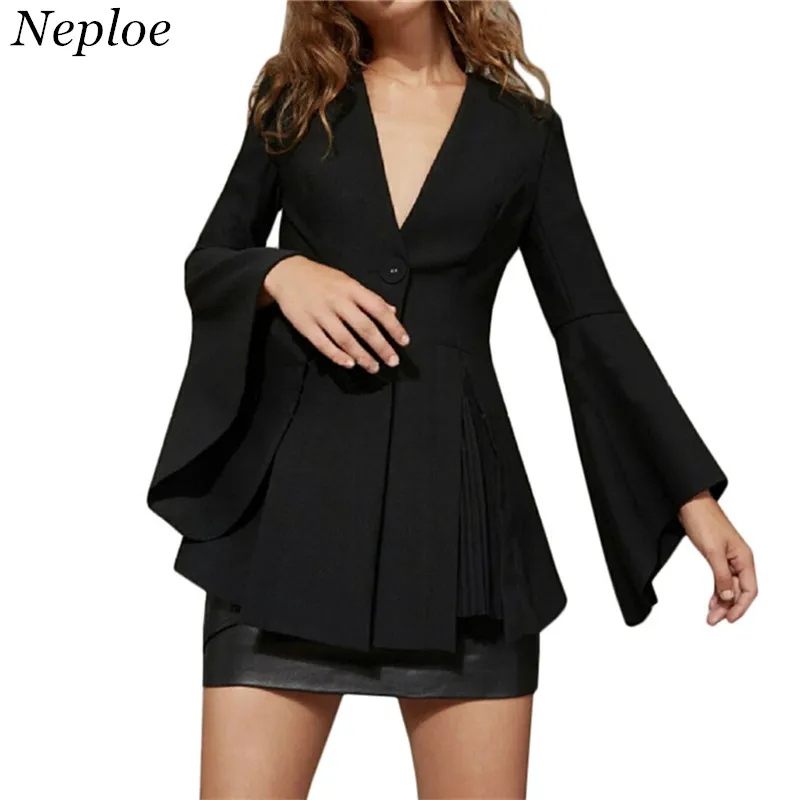 Neploe 2019 Flare Sleeve Jackets New Fashion Autumn Women Ruffles