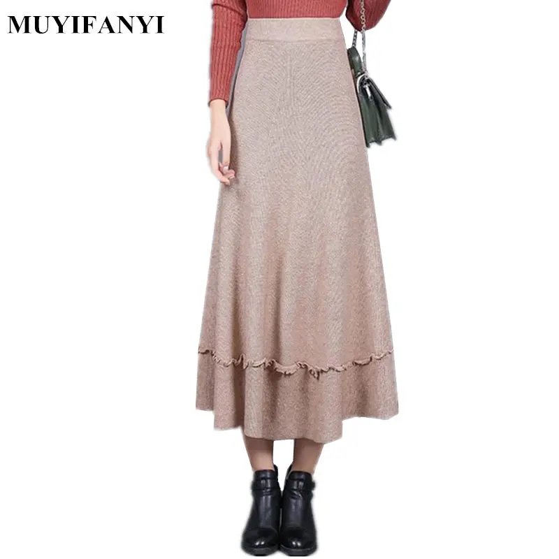 2018 Autumn Winter Vintage Knitting Skirt Womens Elegant Ladies Slim A ...