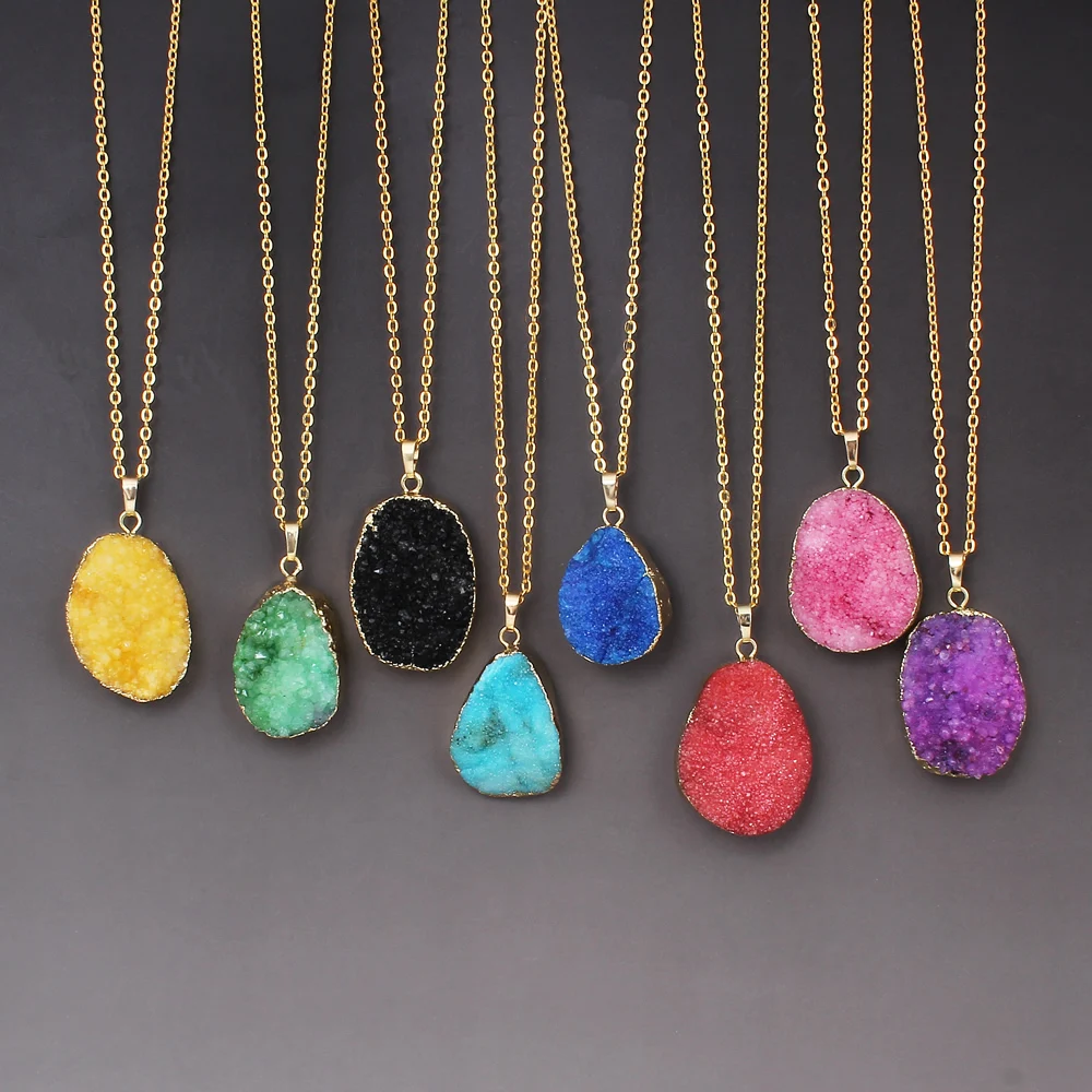 2017 Druzy Natural Stone Necklace Classic Crystal Pendant Necklaces 2017 Druzy Natural Stone Necklace Classic Crystal Pendant Necklaces