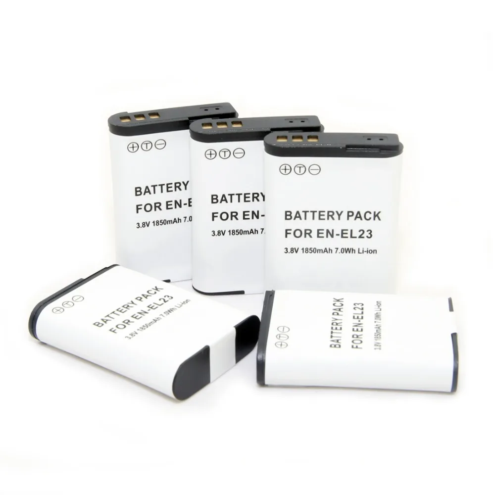 Buy Online 5 Pcs 3.8V 1850mAh EN-EL23 EN EL23 Rechargeable Li-ion ...