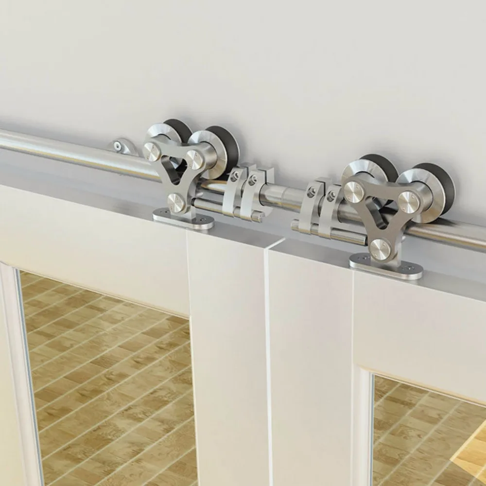 Kit de rieles deslizantes para puerta de madera doble, accesorios de ...