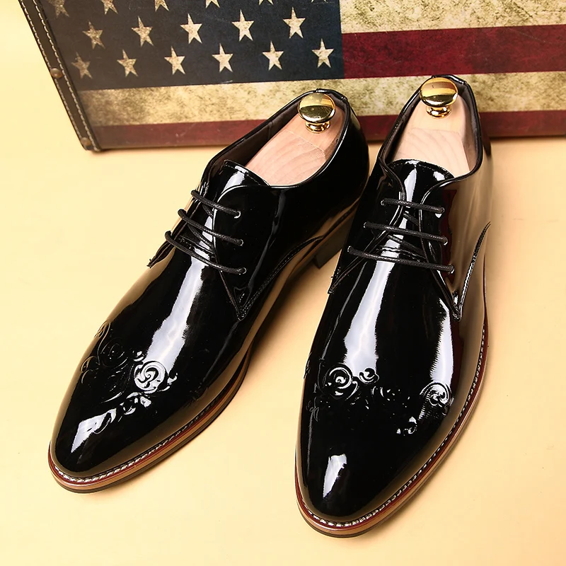 Spring Autumn Fashionable Patent Leather Men Dress Shoes The Trend ...