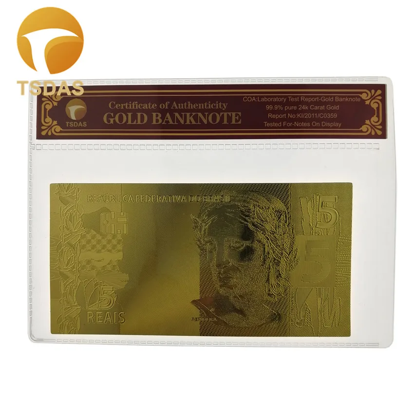 24k Gold Banknotes Golden Brazil 5 50 Reals Banknotes in 24k Gold ...