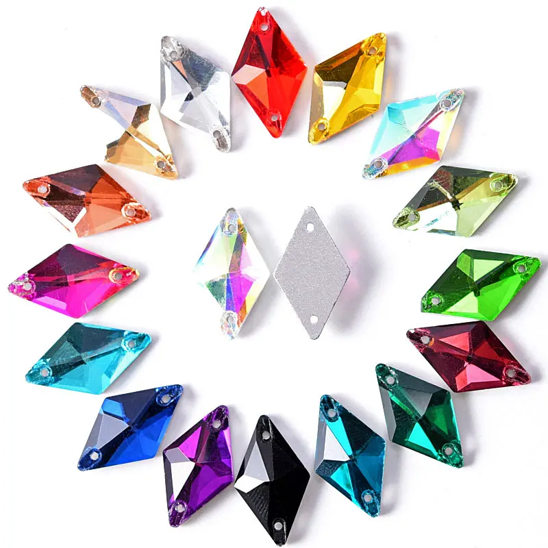 Rhombus Colorful Sew On Rhinestones Flatback Crystal Glass Stones ...