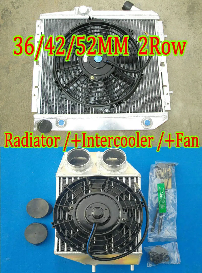 36/42/52mm Aluminum Radiator Intercooler + Fans For 1981-1991 Renault 9 ...