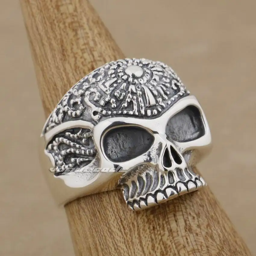 Aliexpress.com : Buy Solid 925 Sterling Silver Skull Mens Biker Rocker ...