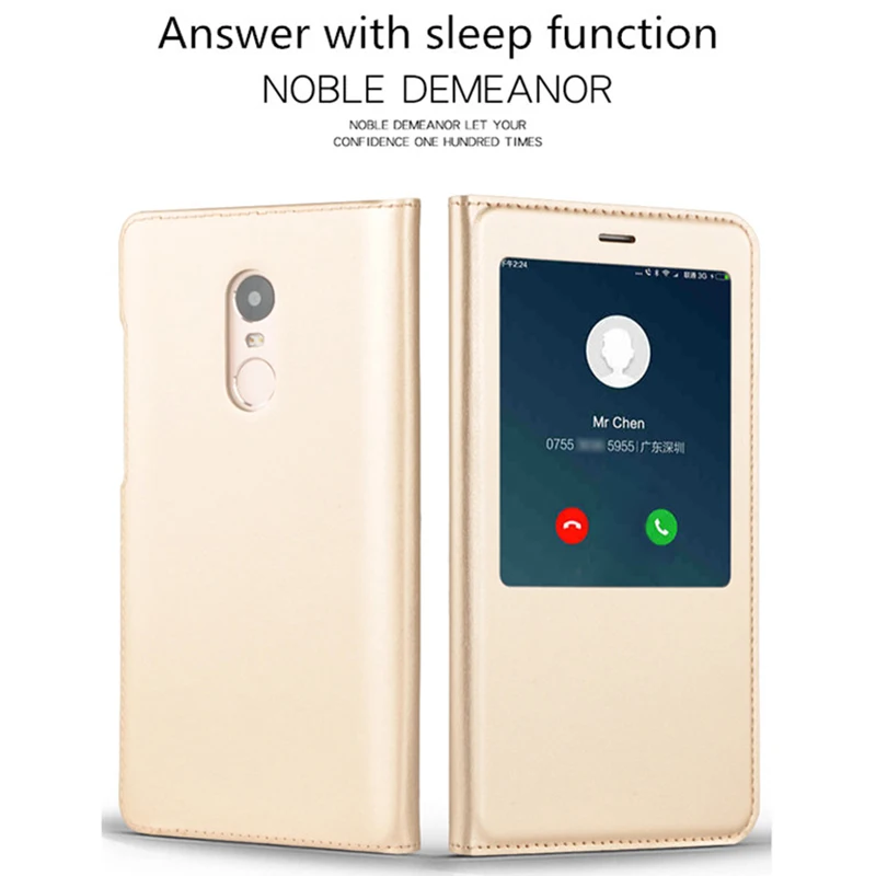 Xiaomi Funda de cuero con tapa para redmi Note 4, carcasa original con ...