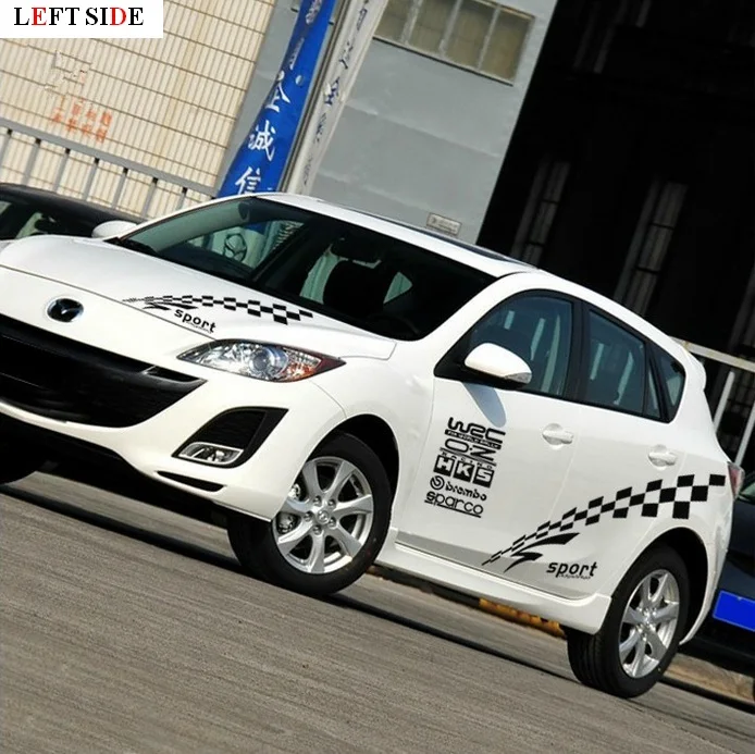 LEFT SIDE Car Stickers Vinyl Body Car Styling Plaid Stripe Waterproof ...