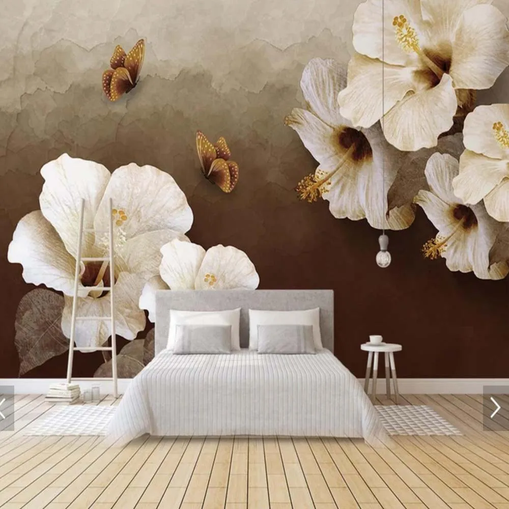 3d Embossed Flower Photo Wallpaper Murals Wall Paper Home Decorative