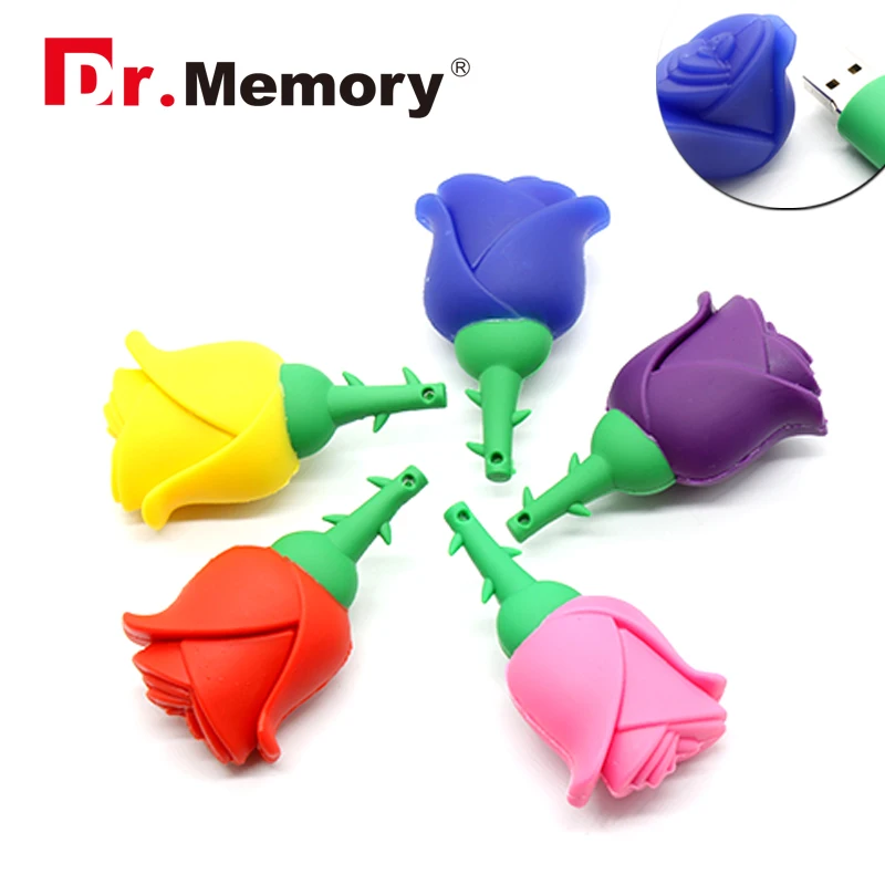 Rose flower 64gb usb flash drive plastic pen drive 16g memory 4g flash ...