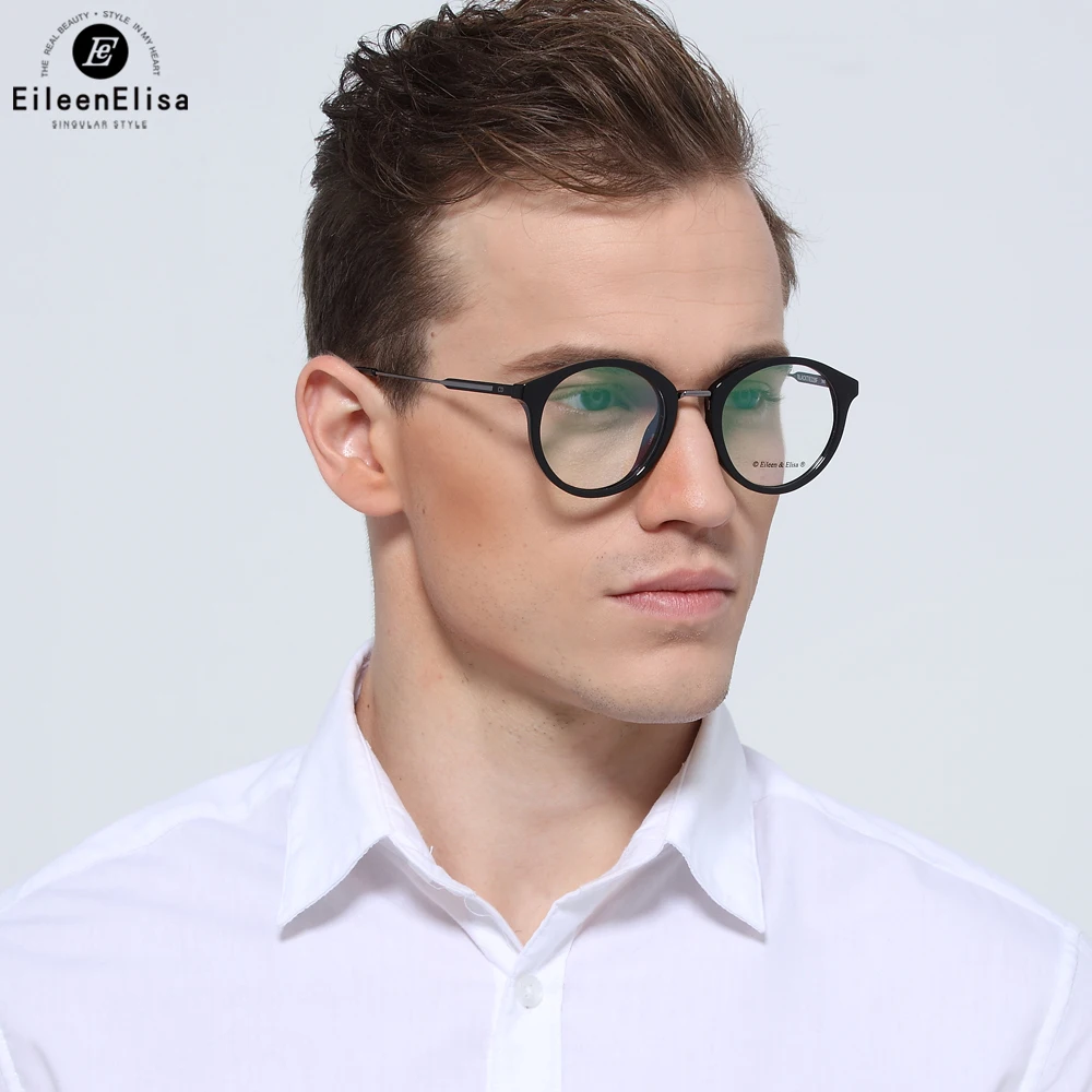 EE 2017 High Quality Acetate Men Brand Optical Frame Round Eyeglasses
