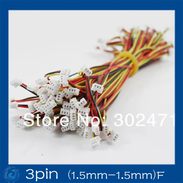 Mini. Micro JST 1.5mm T 1 3 Pin Connector w/.Wire x 10 sets.3pin (1.5mm ...