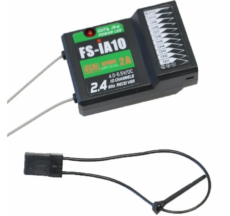 FlySky FS-IA10 10ch 2.4GHz receiver for FPV quadcopters.