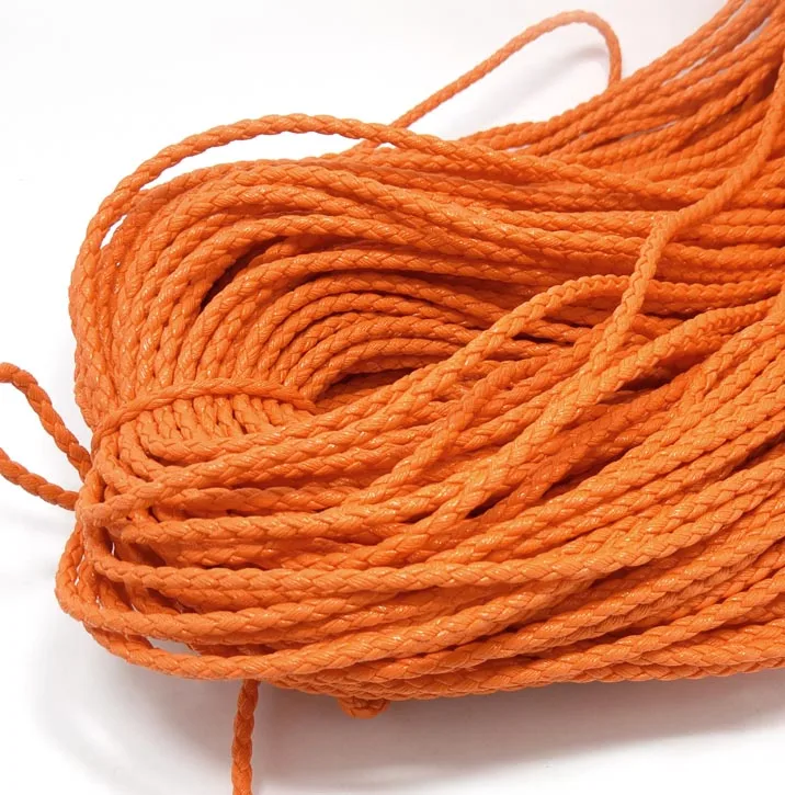 Free shipping 20m orange braid PU leather Beading Cord 3mm dia. Beading ...