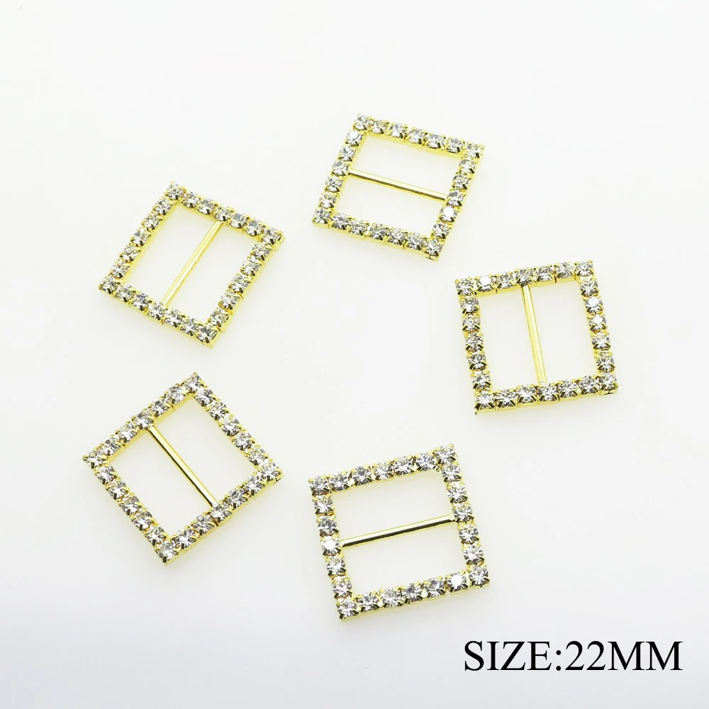 10pcs/Lot 22MM Square Gold Rhinestone Buckles Diamond Buckle Wedding ...