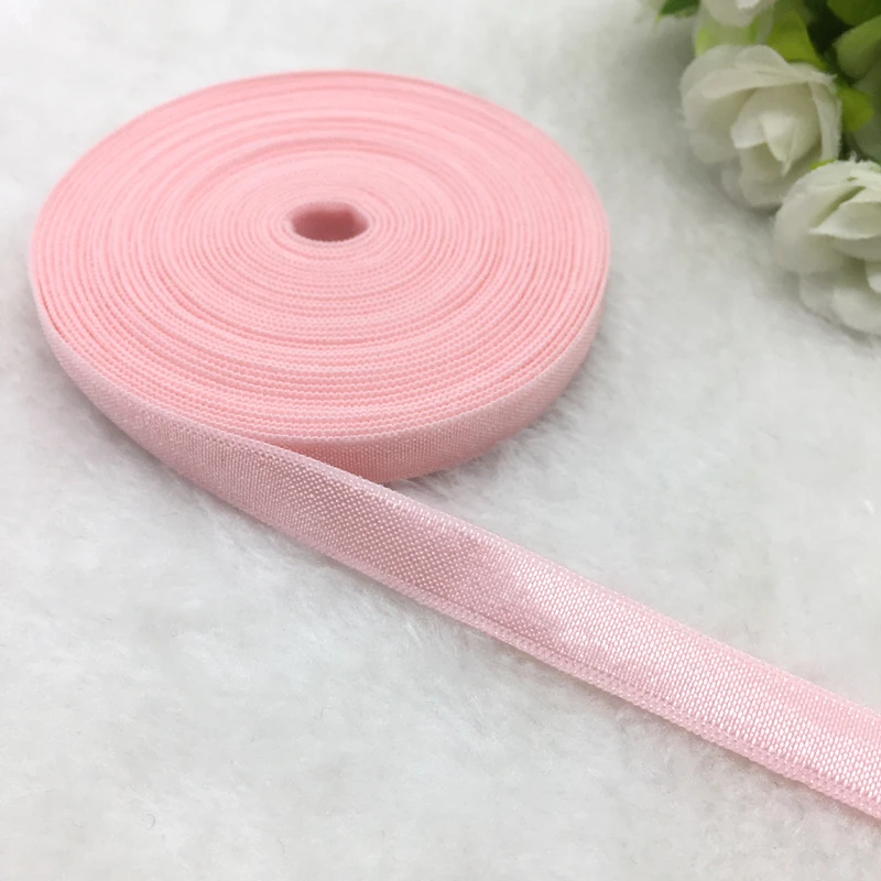 5 yds 3/8" Pink Spandex Ribbon Multirole Fold Over Elastic Band For ...