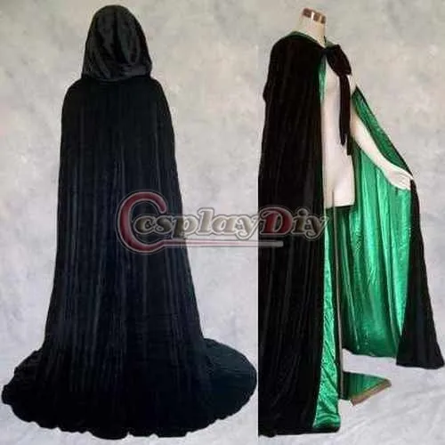 Lined Velvet Green Satin Cloak Medieval Witchcraft Wicca Cape Adult ...