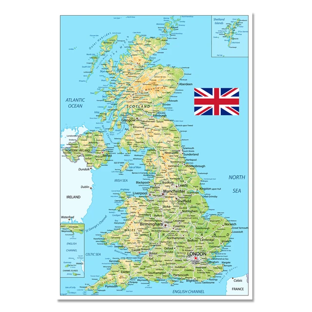 United Kingdom Map Poster Size Wall Decoration Large Map of The United ...