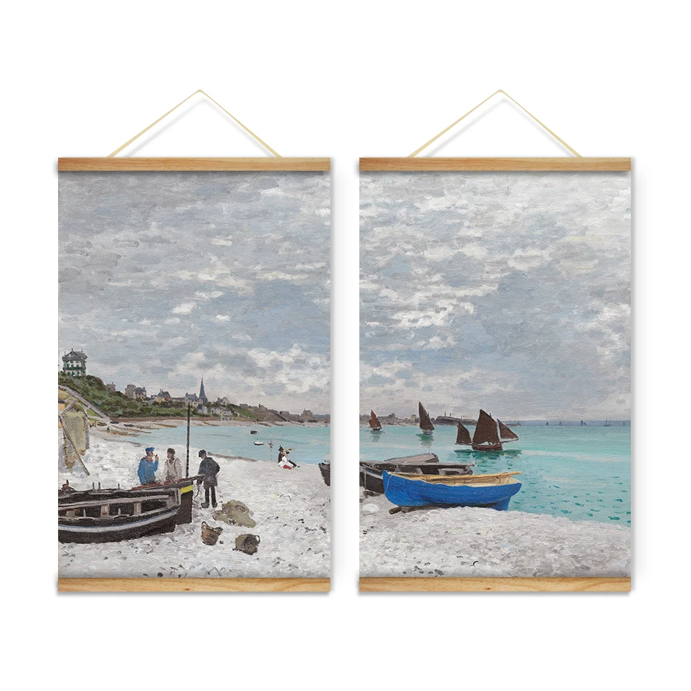 2Pcs Green Seascape Still Life Boats Decoration Wall Art Pictures ...